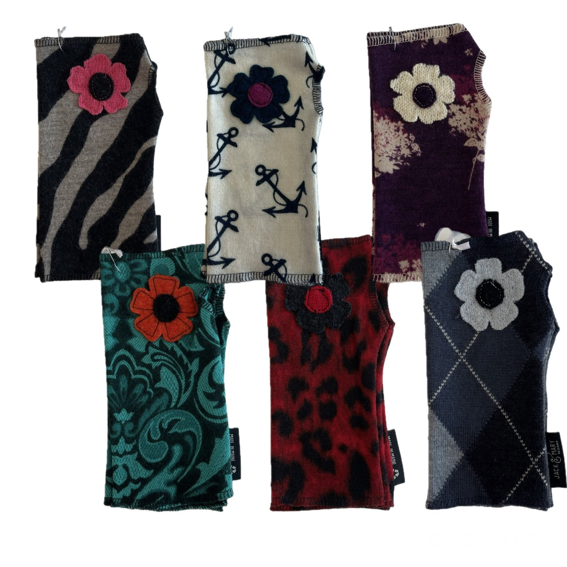 Wool Short Flower Fingerless Mittens – Jack and Mary Designs